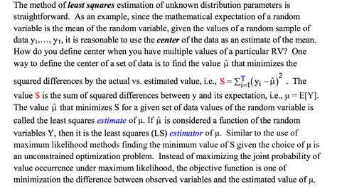 Solved The Method Of Least Squares Estimation Of Unknown Chegg