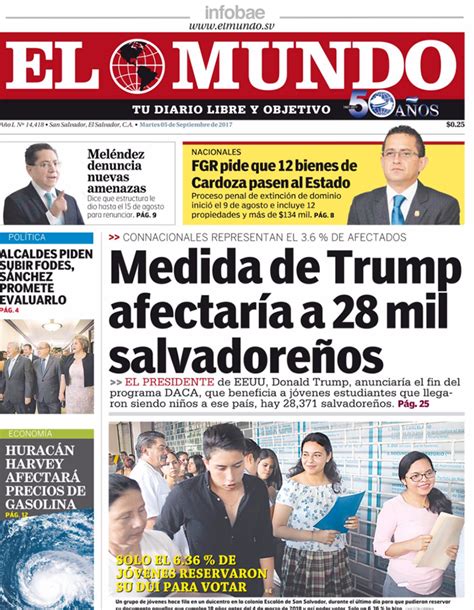 El Mundo El Salvador Martes 05 De Septiembre De 2017 Infobae