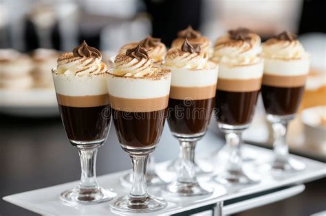 Delicious Layers Of Coffee Desserts Beautifully Arranged For A