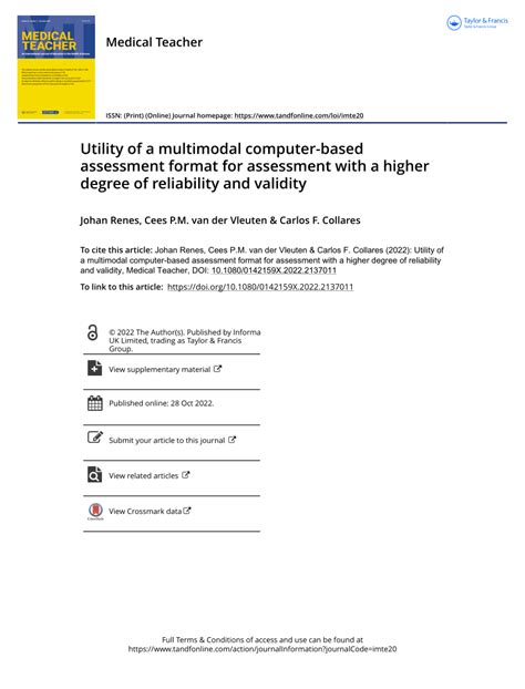 Pdf Utility Of A Multimodal Computer Based Assessment Format For Assessment With A Higher
