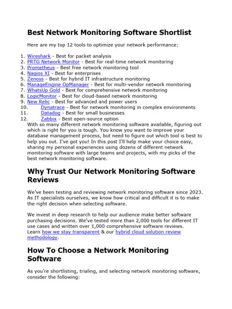 Best Network Monitoring Software Pdf Computer Network Security