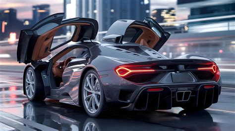Ultra Realistic Hypercar With Gullwing Doors In Futuristic Cityscape