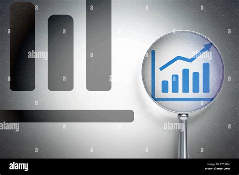 Business Concept Magnifying Optical Glass With Growth Graph Icon On