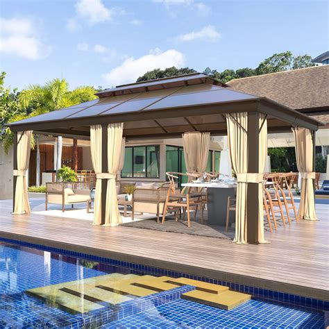 Richryce 12x20 Gazebo Polycarbonate Double Roof Canopy With Aluminum