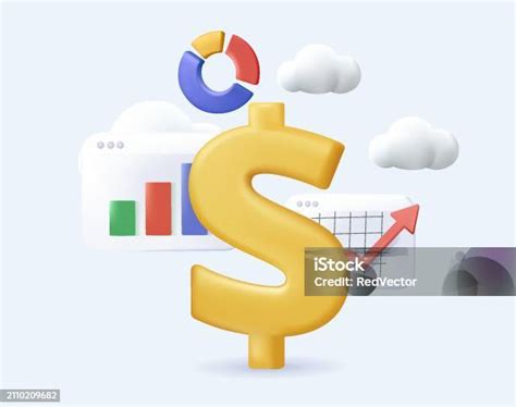 흰색 배경 3d에 격리 된 재무 또는 기업 예산 분석 세트입니다 재무 회계 및 재무 수입 및 비용 계산의 개념 컬러 3d 벡터