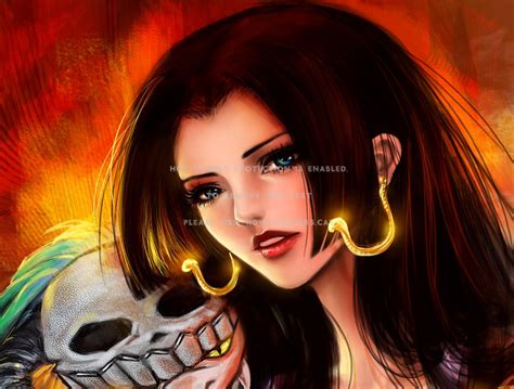 Boa Hancock Red Background Skull Blue Eyes Boa Hancock 2640x2000