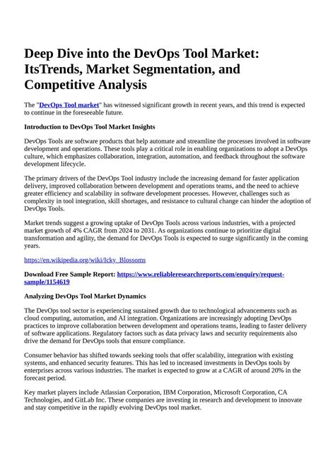 Reportprime Deep Dive Into The Devops Tool Market Itstrends Market
