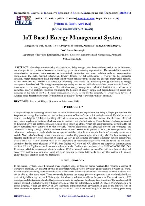 PDF IoT Based Energy Management System