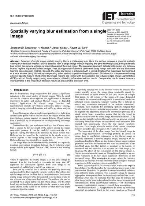 Spatially Varying Blur Estimation From A Single Image Request Pdf