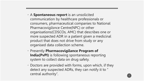 Spontaneous Reporting System And Guidelines For Adr Reporting Pptx