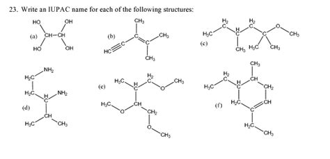 Solved Write An IUPAC Name For Each Of The Following Chegg