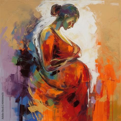 Abstract Pregnant Woman Painting