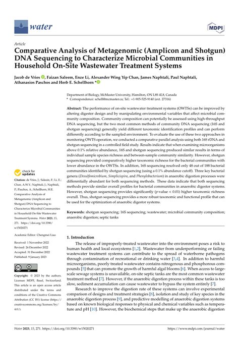 Pdf Comparative Analysis Of Metagenomic Amplicon And Shotgun Dna Sequencing To Characterize