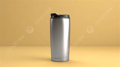 브랜딩 목업3d 렌더링에 적합한 맞춤형 뚜껑이 있는 세련된 스테인리스 스틸 텀블러 큰 컵 음료 컵 찻잔 배경 일러스트 및 사진 무료 다운로드 Pngtree