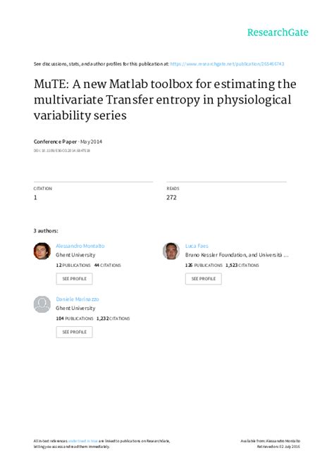 Pdf Mute A New Matlab Toolbox For Estimating The Multivariate