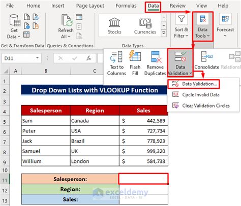 How To Use A Custom Vlookup Formula In Excel Data Validation 2 Methods