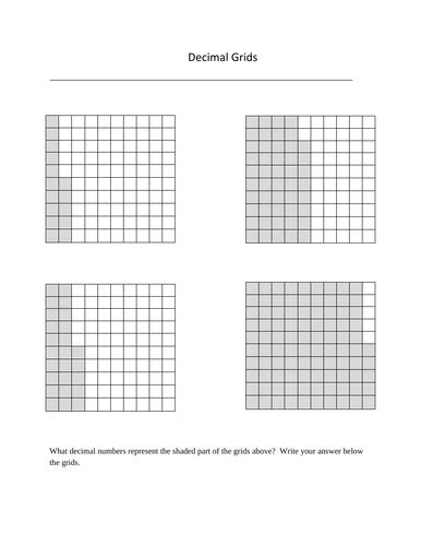 Decimal Grids Concepts Based On Tenths And Hundredths Teaching