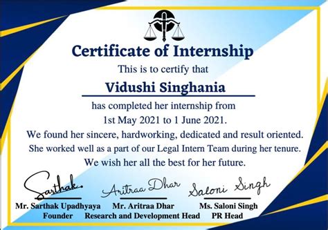 Vidushi Singhania On Linkedin Internship