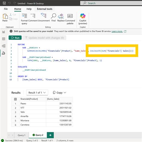 Dax Query 102 Dax Formulas And Measures With Define Measure