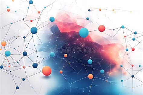 Abstract Data Technology Background With A Network Grid And Particles Connected Sci Fi Digital