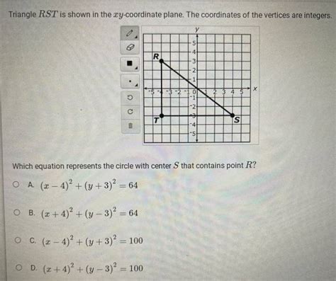 solved triangle rst is shown in the xy coordinate plane the