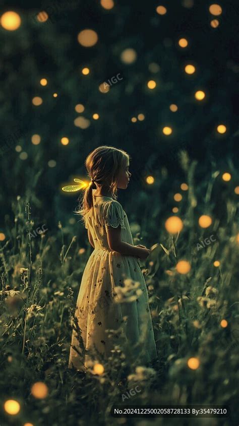 Ai创作图逆光的小女孩 儿童夜景人像 金色梦幻 梦幻童真 怡然自得的小女孩壁纸 童话一般的童年 萤火虫之光 盛夏萤火虫 唯美浪漫小女孩 光影童话 金色童年 黄昏下的少女 逆光中的少女 夏夜精灵