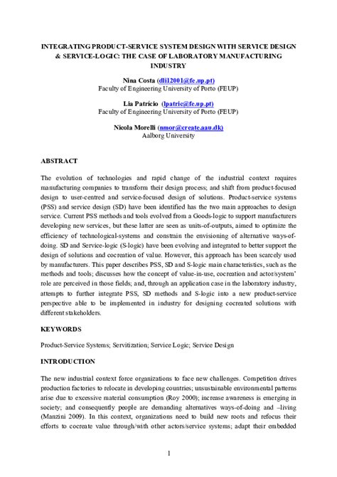 Pdf Integrating Product Service System Design With Service Design And Service Logic The Case Of