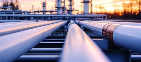Oil Refinery Process Incorporates An Industrial Pipeline For Gas And