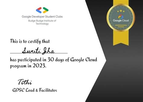 Suniti Jha On Linkedin Certification Learningjourney Swag Careerdevelopment Gdscbbit Gdsc