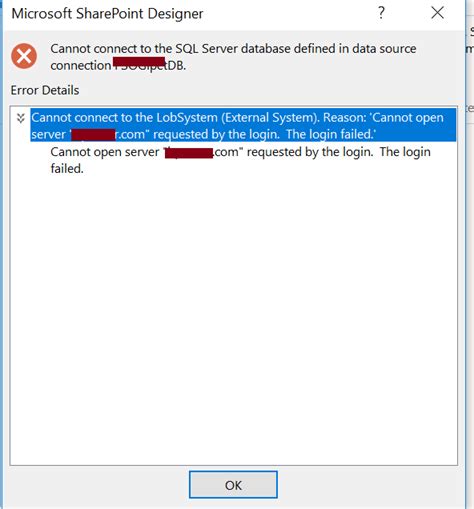 Sharepoint Online Bcs Cannot Open Server Requested By The Login The Login Failed
