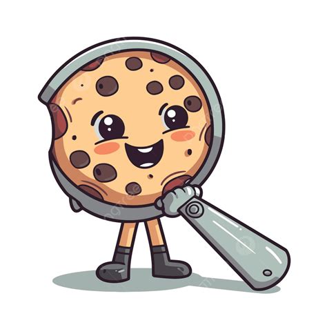 피자 커터 벡터 돋보기 만화를 들고 귀여운 쿠키 캐릭터 상표 클립 아트 Png 일러스트 및 벡터 에 대한 무료 다운로드 Pngtree