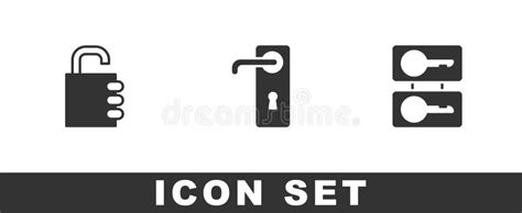 Set Safe Combination Lock Door Handle And Casting Keys Icon Vector Stock Vector Illustration