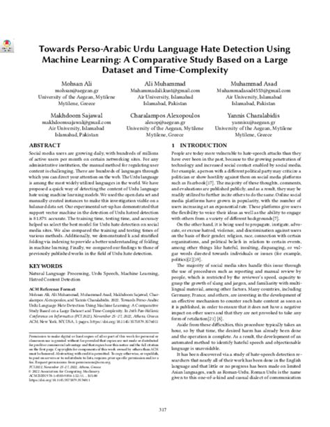 Pdf Towards Perso Arabic Urdu Language Hate Detection Using Machine