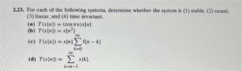 solved 2 23 for cach of the following systems determine