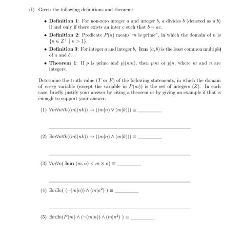 Solved I Given The Following Definitions And Theorem •