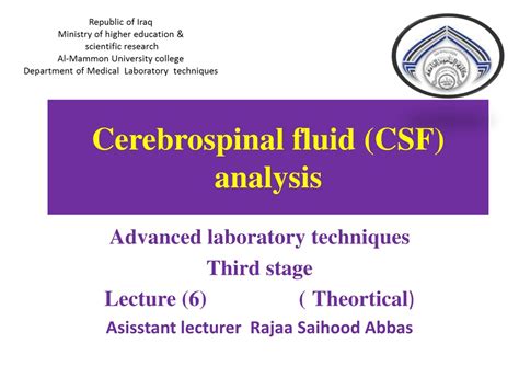 Ppt Cerebrospinal Fluid Csf Analysis Powerpoint Presentation Free Download Id 8888442