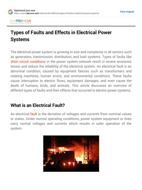 Types Of Faults In Electrical Power Systems And Their Effects Pdf Insulator Electricity