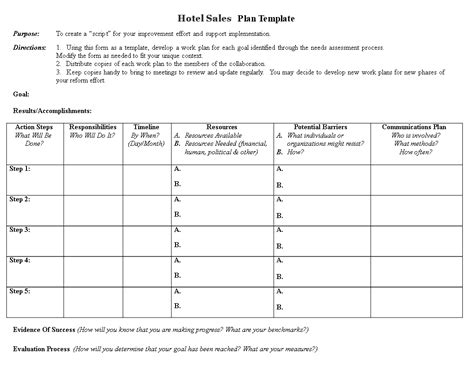 免费 Hotel Sales Action Plan Template 样本文件在