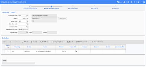 activate recurring invoices