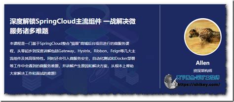 慕课网 深度解锁SpringCloud主流组件 一战解决微服务诸多难题 G 百度云 天翼云 OD GD下载 天下无鱼