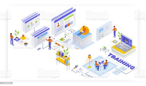 Webinar 온라인 교육 원격 교육 세미나 거리 학습 플랫 벡터 등대 일러스트레이션 3차원 형태에 대한 스톡 벡터 아트 및 기타 이미지 Istock