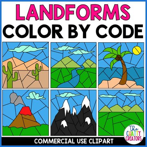 Landforms Color By Code Clipart By The Chatty Creators Tpt