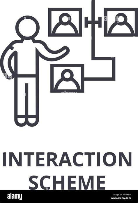 Scheme Of The Interaction Thin Line Icon Sign Symbol Illustation Linear Concept Vector