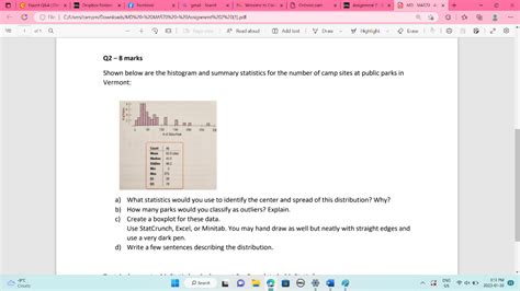 Solved Shown Below Are The Histogram And Summary Statistics