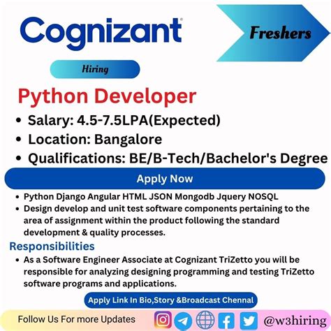 Cognizant Recruitment 2024 Hiring Pythonangular Developer Bachelors