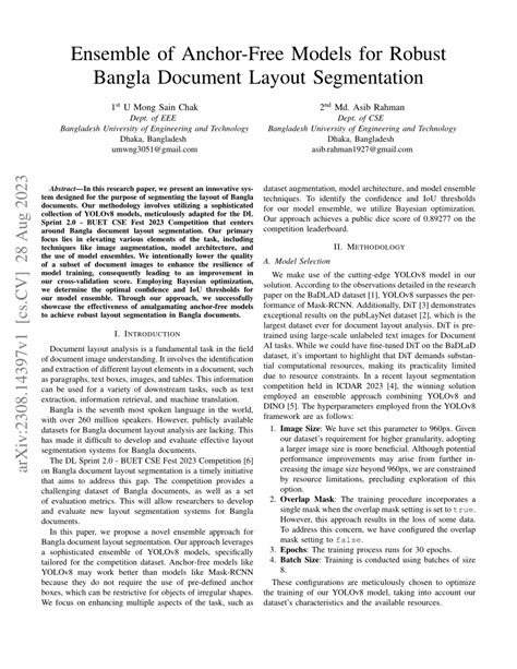Pdf Ensemble Of Anchor Free Models For Robust Bangla Document Layout Segmentation