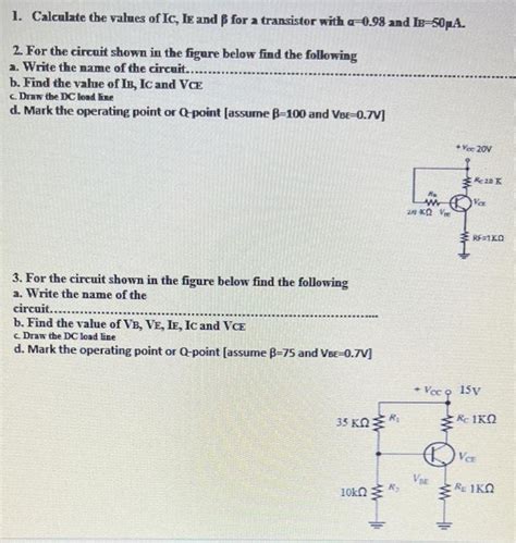 Solved Calculate the values of IC IE and ß for a Chegg