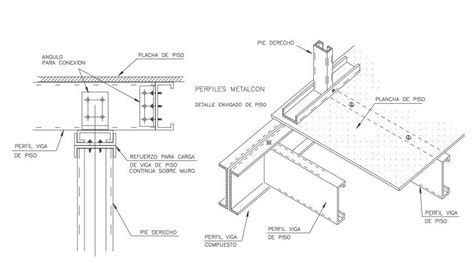 Metal Con Roof Constructive Structure Cad Drawing Details Dwg File