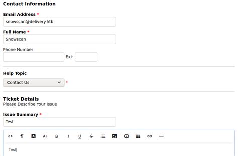 Delivery Hack The Box Snowscan Io