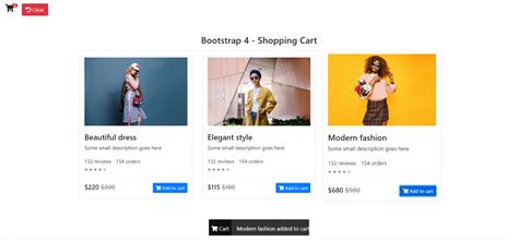 Bootstrap 4 Jquery Shopping Cart